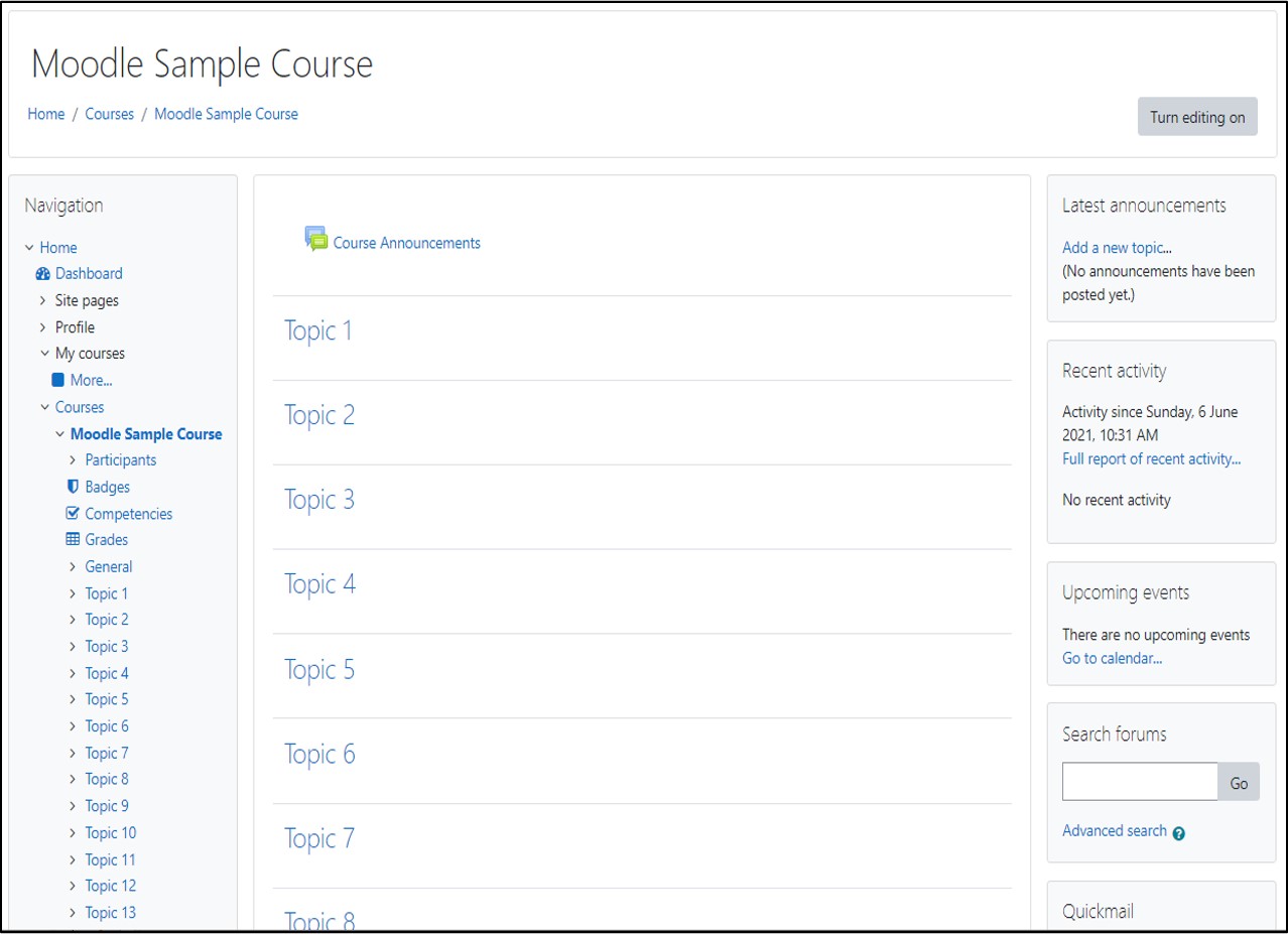 Course: Moodle 3.9, newer version of Moodle LMS